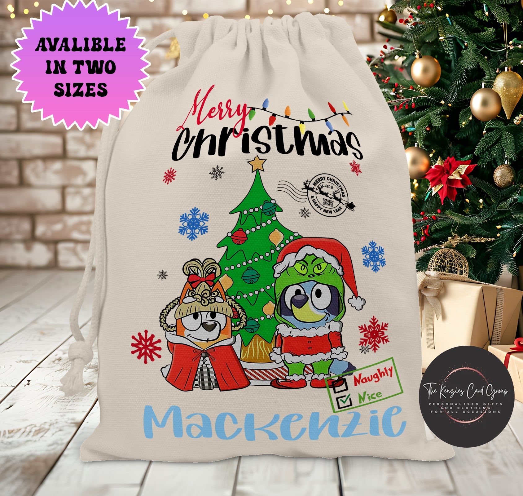 Personalised Disney Christmas Stock Gift Sack - Bluey Christmas Editon ...